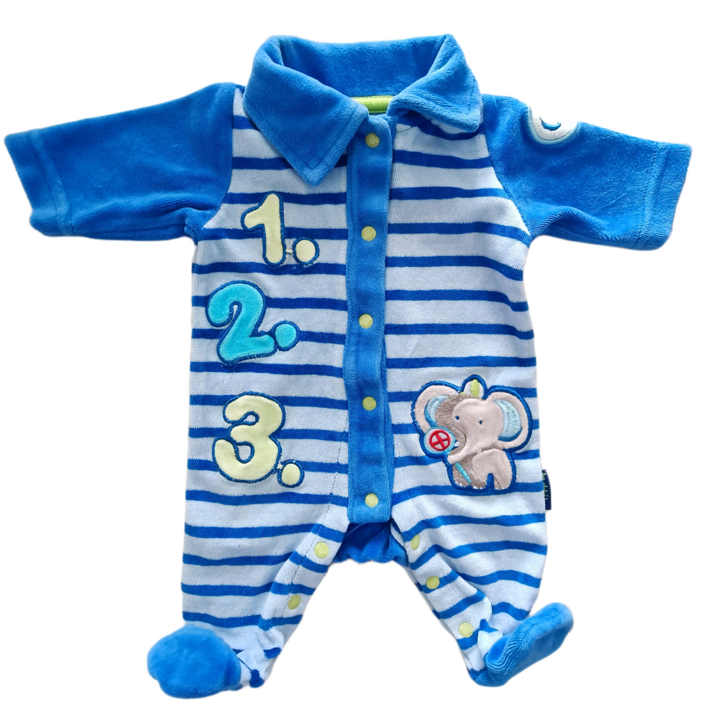 Osito Tuttito Original 3-6M Bicolor Azul claro rayas celestes. Elefant